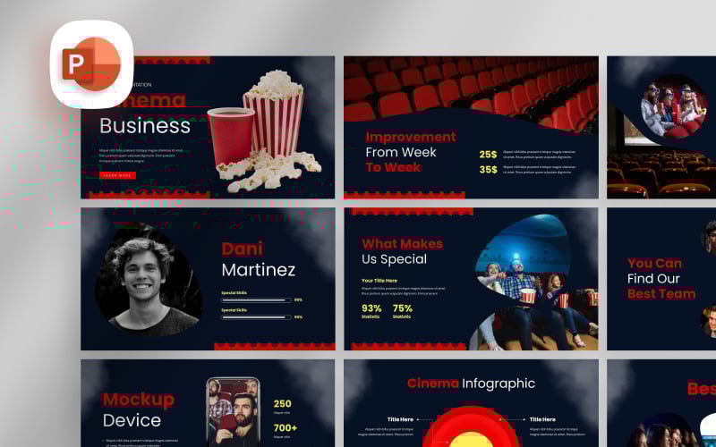Plantilla de PowerPoint - negocio de cine - TemplateMonster