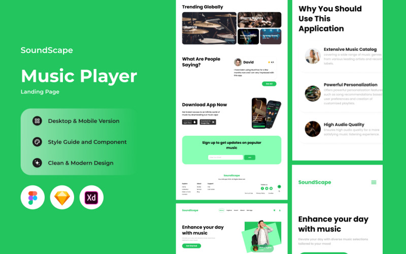 SoundScape - Music Player Landing Page V1 - TemplateMonster