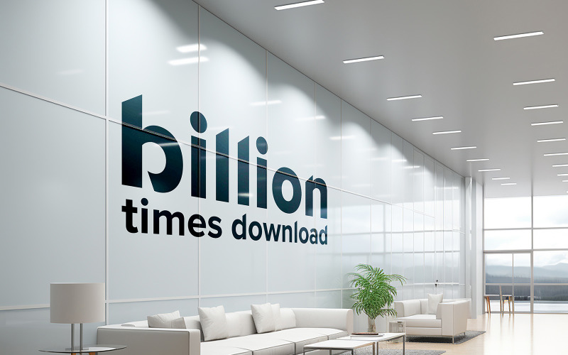 Office waiting room realistic logo mockup design psd