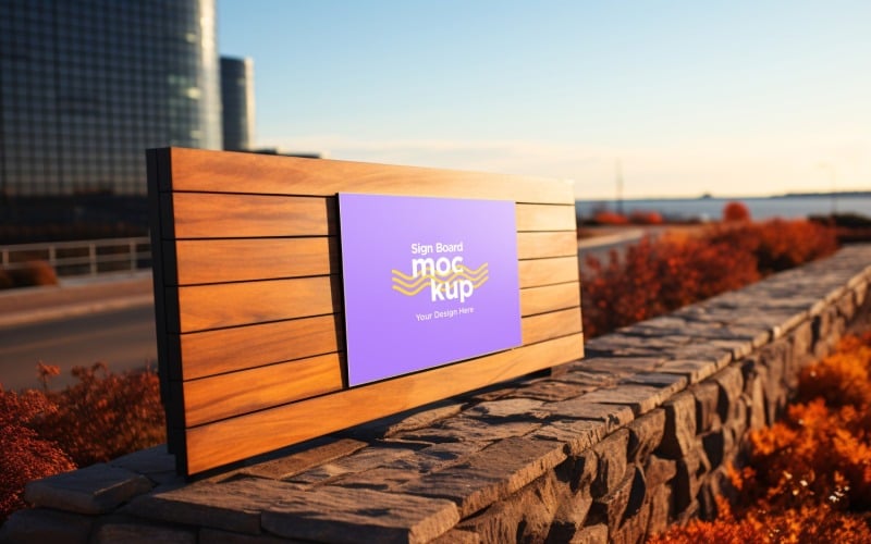 Sign Board Mockup on Building Wall 68 - TemplateMonster