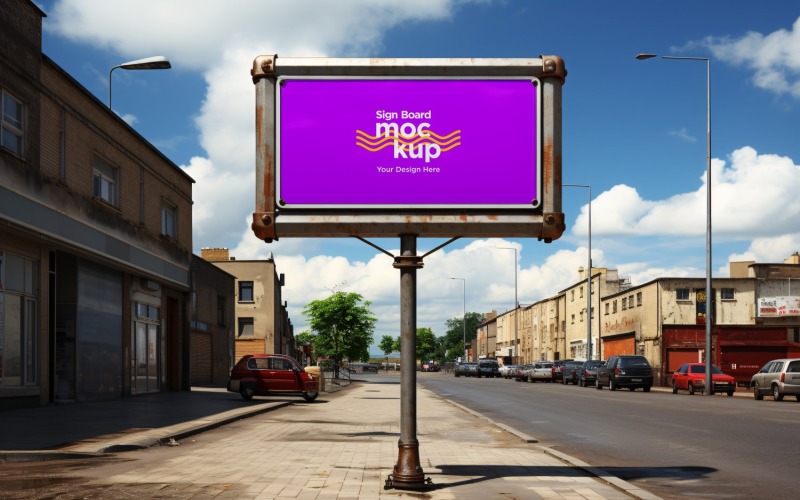 Roadside Billboard Sign Mockup Outdoor Signage Template 09