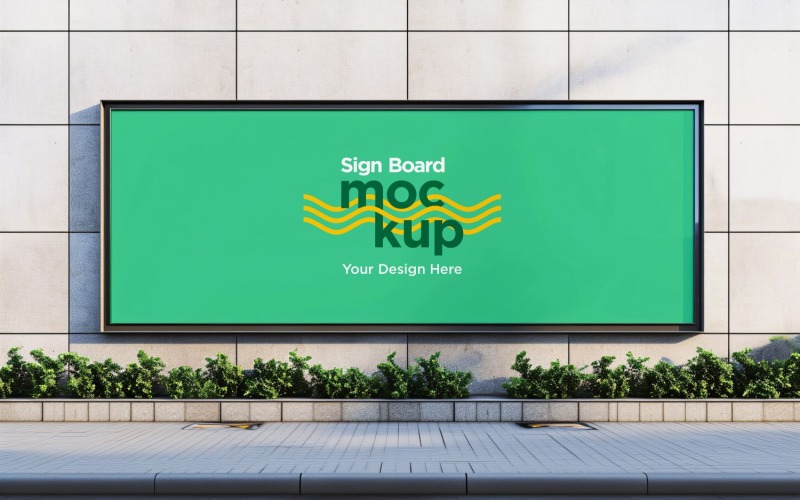 Sign Board Mockup on Building Wall 128 - TemplateMonster