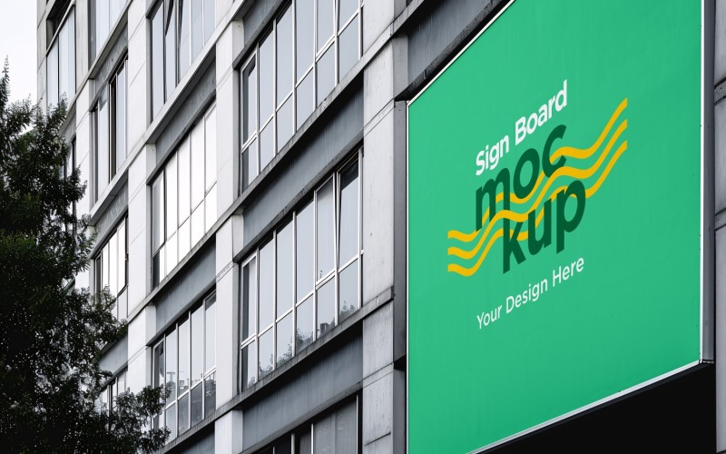 Sign Board Mockup on Wall background 157 - TemplateMonster