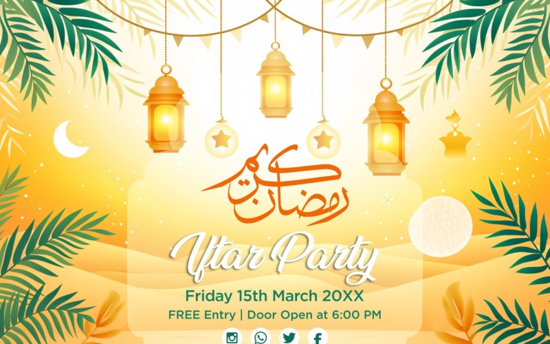 Ramadan Iftar Party Banner Design Template - TemplateMonster