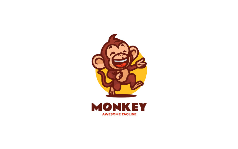 Logo de dessin animé de mascotte de singe heureux