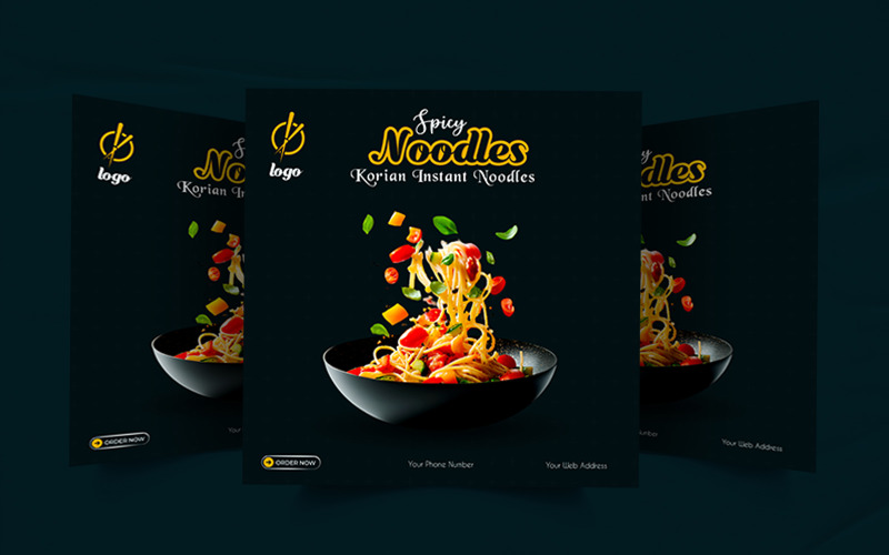 Restaurant noodles social media post design - TemplateMonster