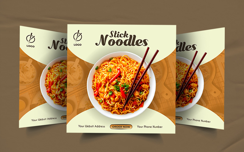 Stick noodles promotional food web poster design