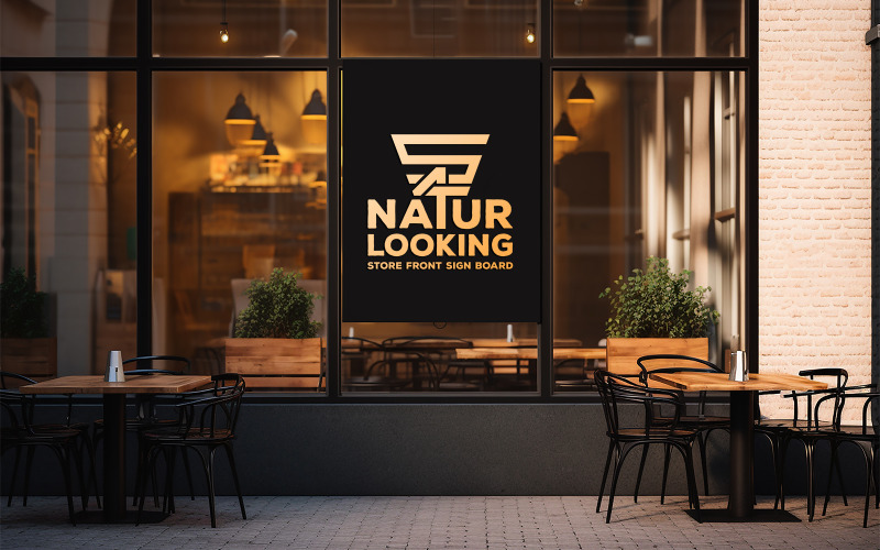 Restaurant interior board mockup_store inside board mockup_ cafe indoor ...