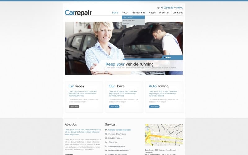 Modèle de site Web de réparation de voiture - TemplateMonster