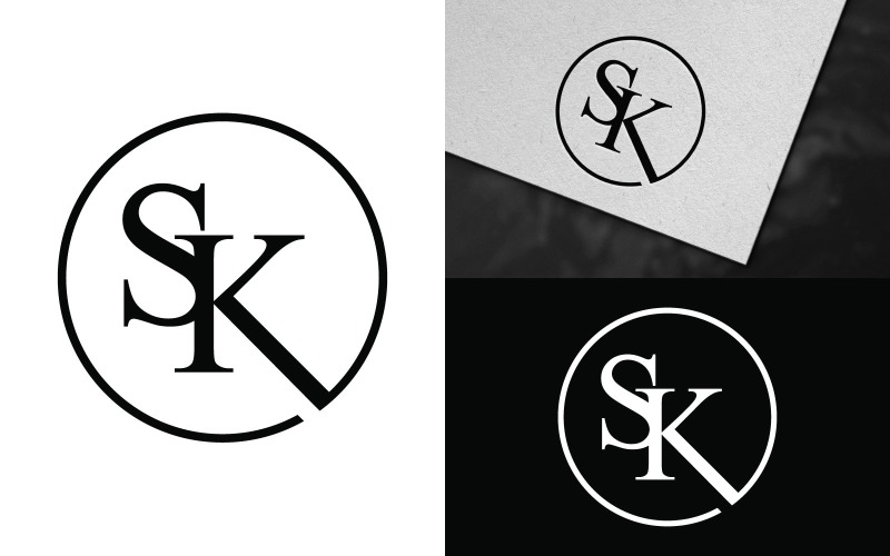 Diseño elegante de plantilla de logotipo de letra SK