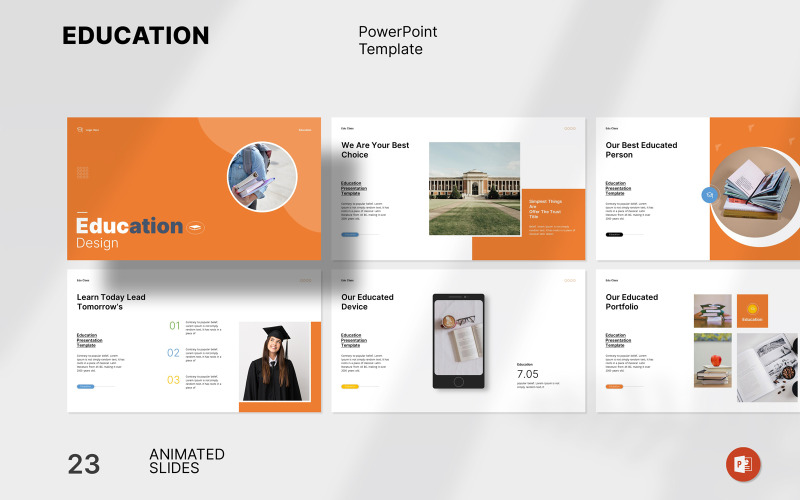 Education PowerPoint Template Clean Design - TemplateMonster