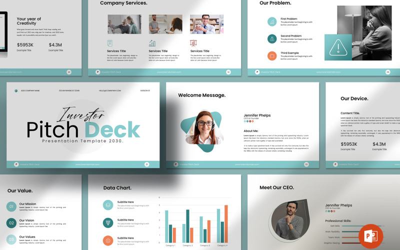 Präsentationsvorlage für das Layout des Investor Pitch Decks