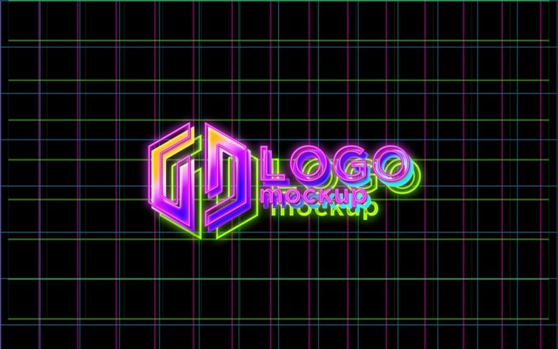 Retro Neon Logo Mockup Template #401500 - TemplateMonster
