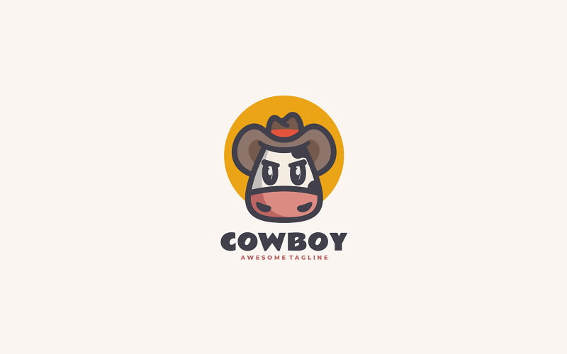 Cowboy Cow Simple Mascot Logo #401950 - TemplateMonster
