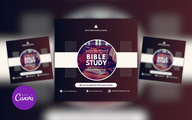 Free Friday Bible Study Fellowship Canva Design Template
