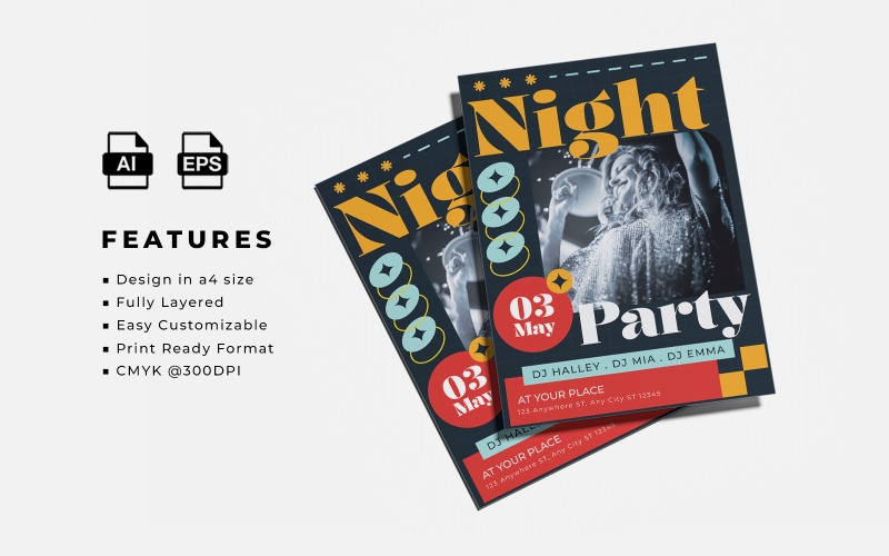 Night Party Flyer Template 10 #402114 - TemplateMonster