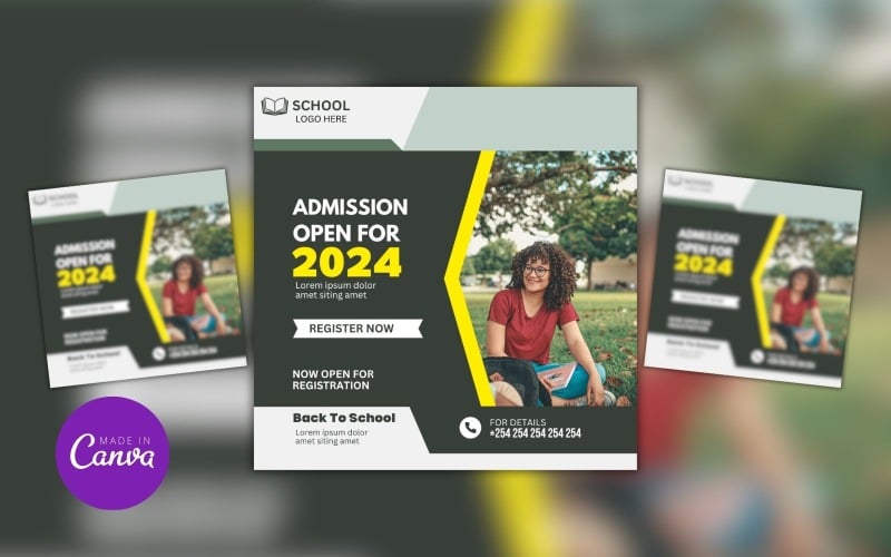 School Admission Social Media Instagram Post Design Template