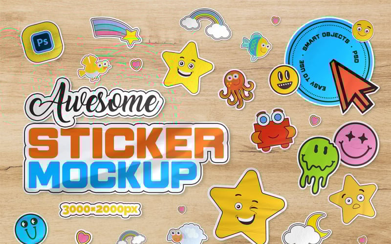 Sticker Mockup - Photoshop Template #402264 - TemplateMonster