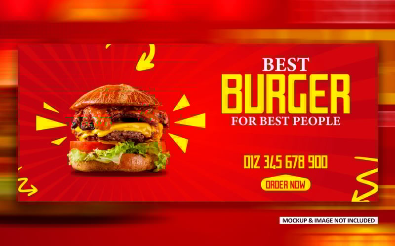 Best Burger Fast food Social media ad cover banner design EPS template