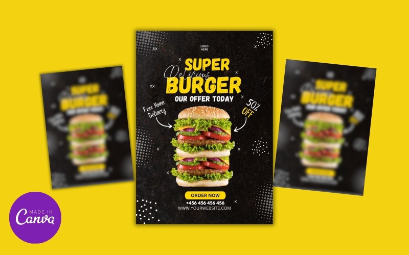 Burger Fast Food Flyer Design Template - TemplateMonster