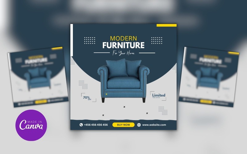 House Furniture Sale Canva Design Template - TemplateMonster