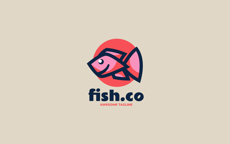 Logo de mascotte simple de poisson 8 - TemplateMonster