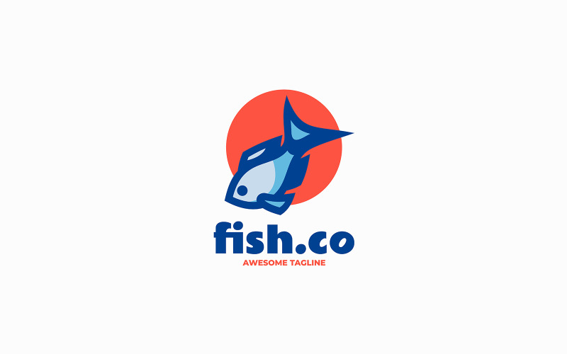 Logo de mascotte simple de poisson 9 - TemplateMonster