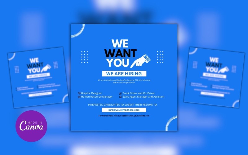 We Want You Canva Hiring Design Template - TemplateMonster