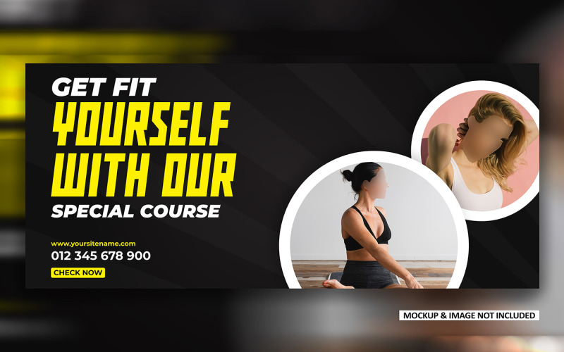 Get fit yourself promotional social media EPS vector cover banner templates