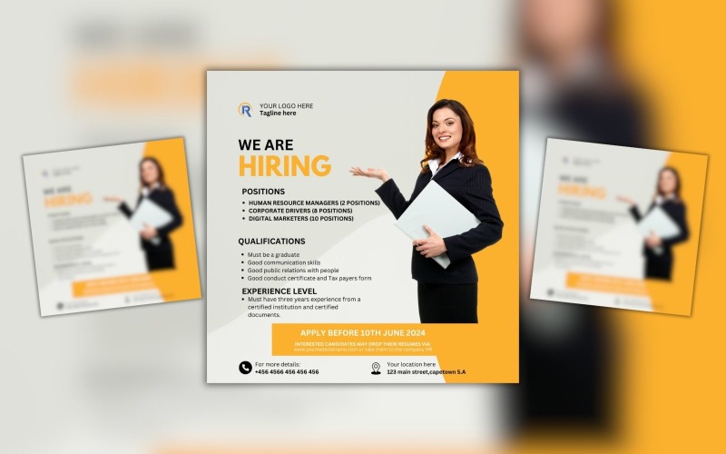 Modern Hiring Canva Design Template #402659 - TemplateMonster