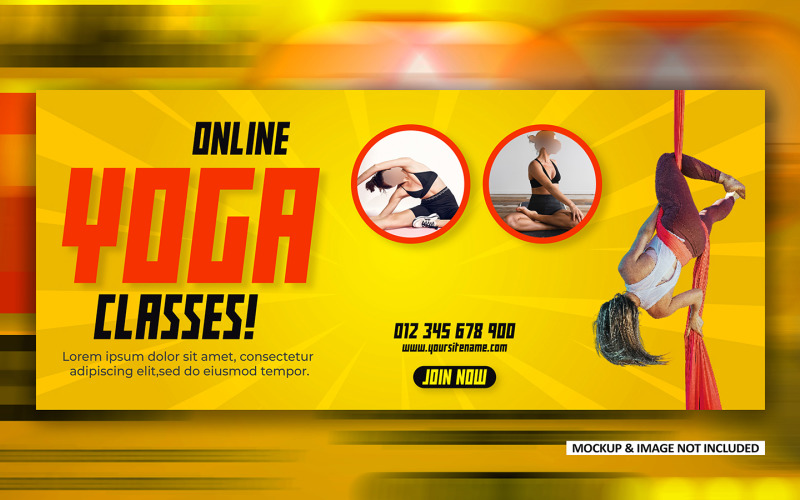 Online fitness promotional social media EPS vector cover banner templates