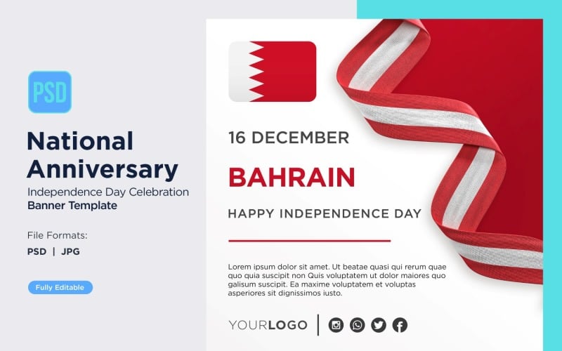 Bahrain National Day Celebration Banner - TemplateMonster