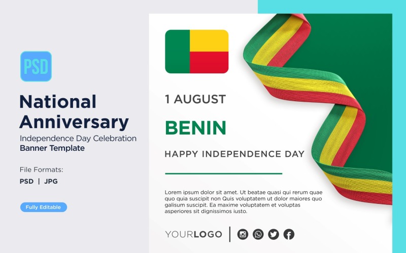 Benin National Day Celebration Banner - TemplateMonster