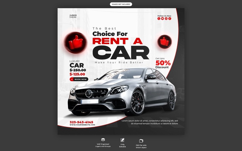 Car Rental Social Media Post Template - TemplateMonster