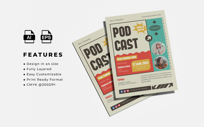 Podcast Flyer Template Design 1 #402769 - TemplateMonster