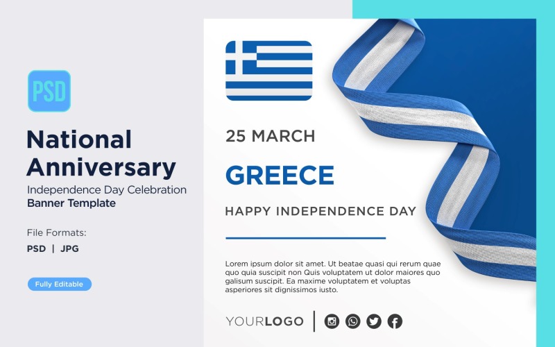 Greece National Day Celebration Banner - TemplateMonster