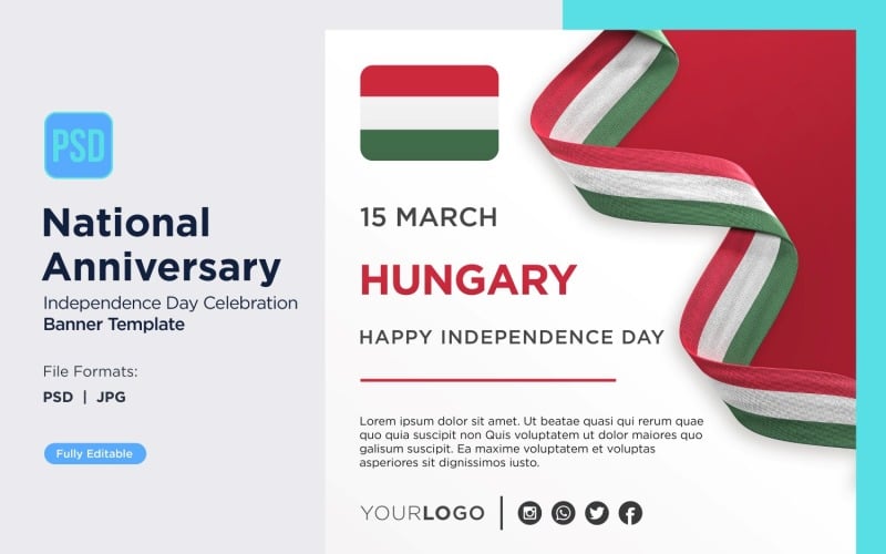 Hungary National Day Celebration Banner - TemplateMonster