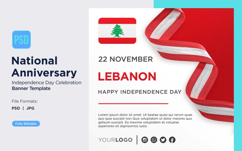 Lebanon National Day Celebration Banner - TemplateMonster