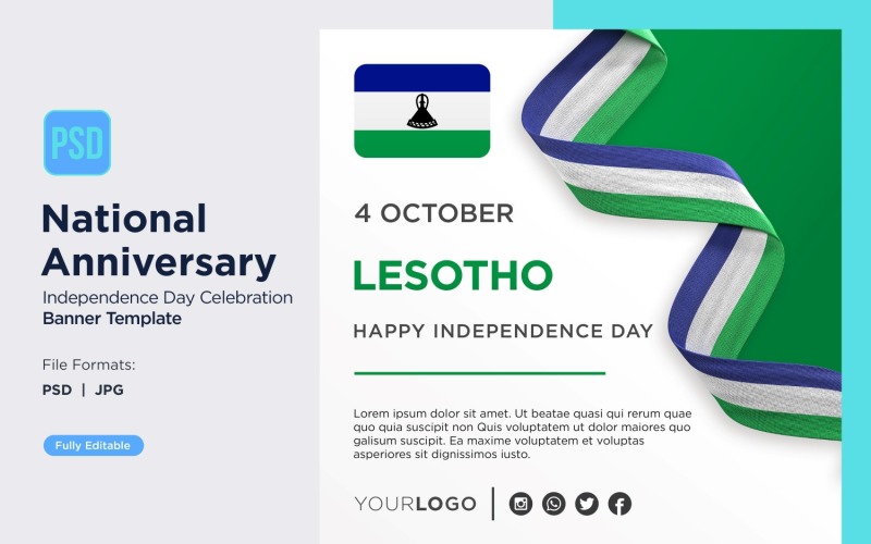 Lesotho National Day Celebration Banner - TemplateMonster
