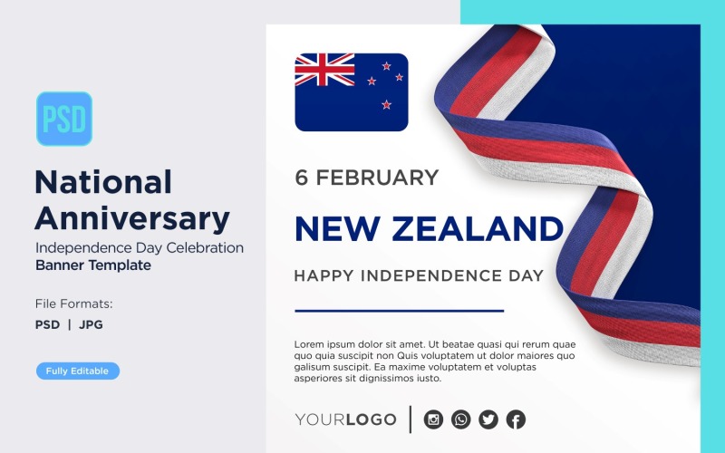 Banner de celebración del Día Nacional de Nueva Zelanda