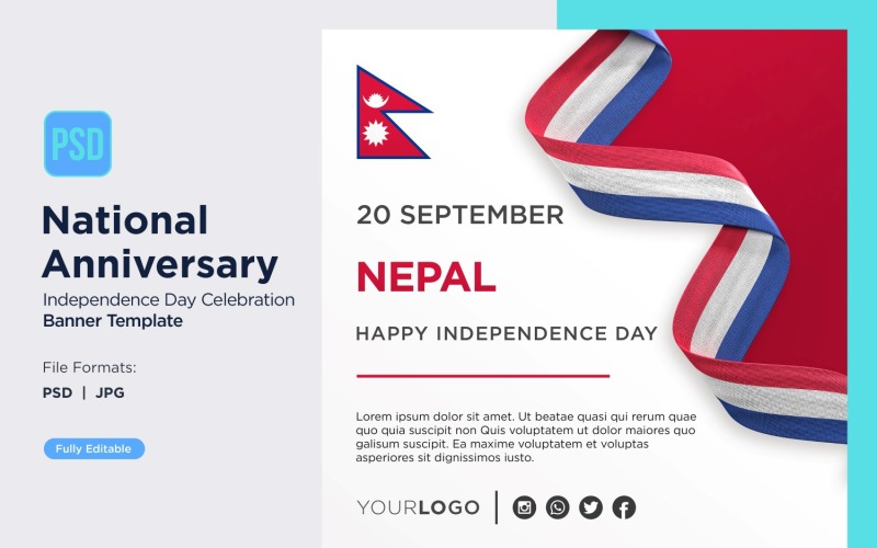 Nepal National Day Celebration Banner - TemplateMonster