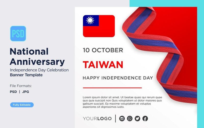 Taiwan National Day Celebration Banner - TemplateMonster