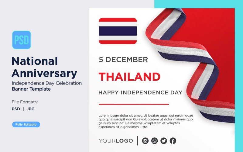 Thailand National Day Celebration Banner - TemplateMonster