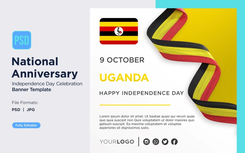 Uganda National Day Celebration Banner - TemplateMonster