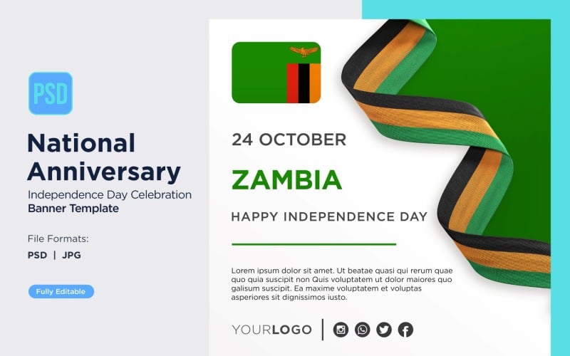 Zambia National Day Celebration Banner - TemplateMonster