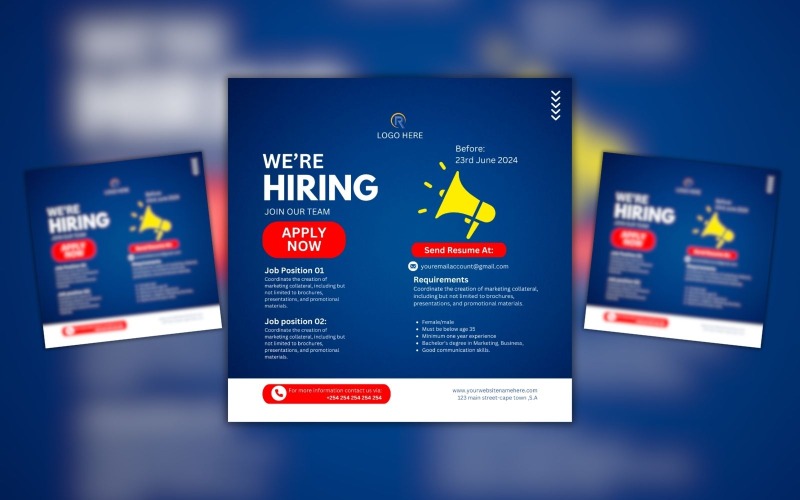 Hiring Employees Canva Design Template - TemplateMonster