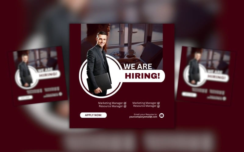 Hiring Employees Canva Design Template Post - TemplateMonster