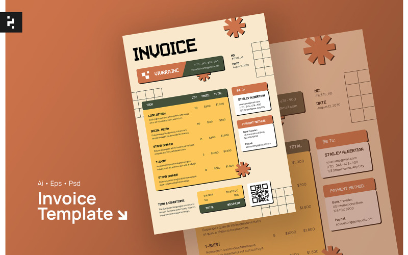 Creative Retro Invoice Template #403383 - TemplateMonster