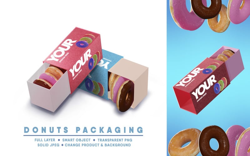 Donuts Packaging Mockup I Easy Editable - TemplateMonster