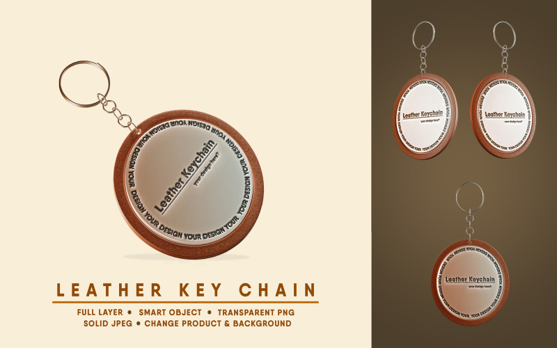 Leather Key Chain Mockup I Easy Editable - TemplateMonster